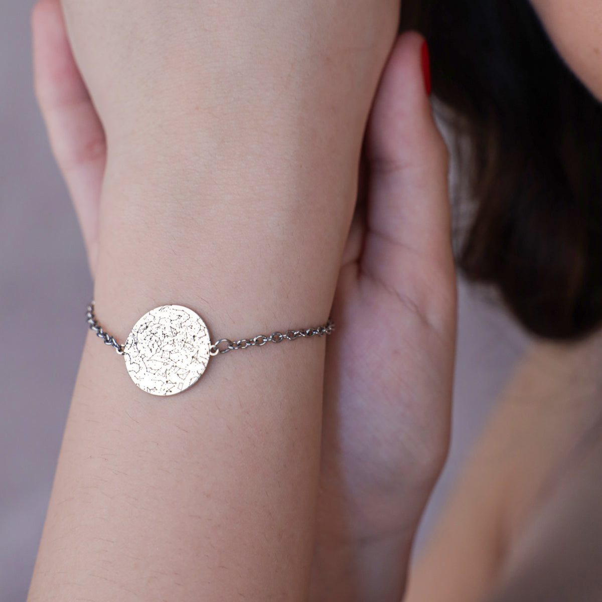 Custom Star Map Sterling Silver Bracelet Medium Size – StarMapJewelry