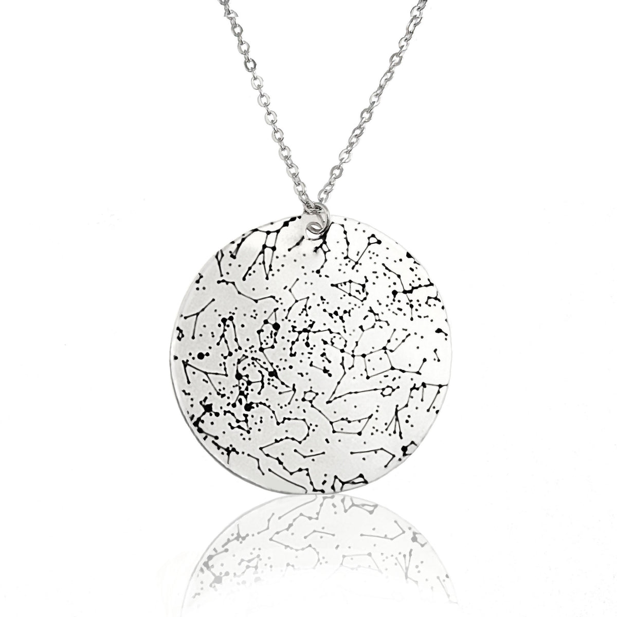 Custom Star Map Sterling Silver Necklace Large Size – StarMapJewelry